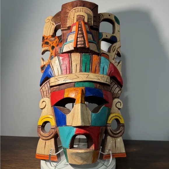 Hand Crafted | Accents | Handcrafted Mexican Maya Wooden Wall Mask ...
